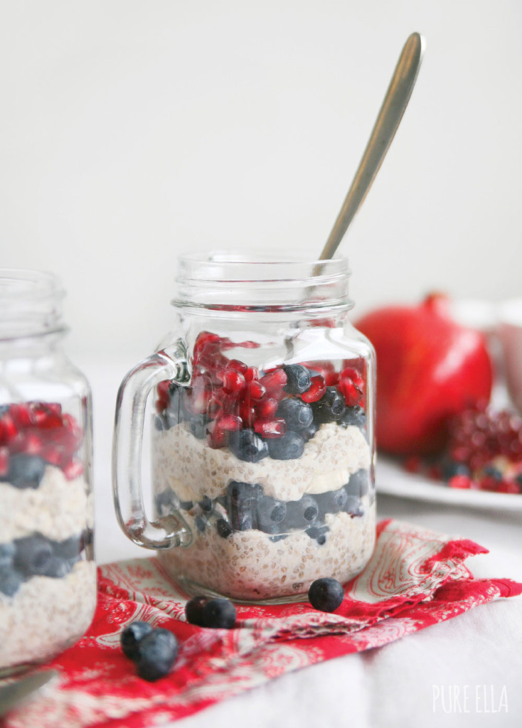 Blueberry + Pomegranate Chia Oats Breakfast Parfaits