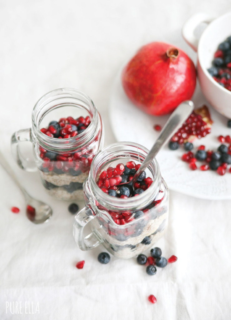 Blueberry + Pomegranate Chia Oats Breakfast Parfaits
